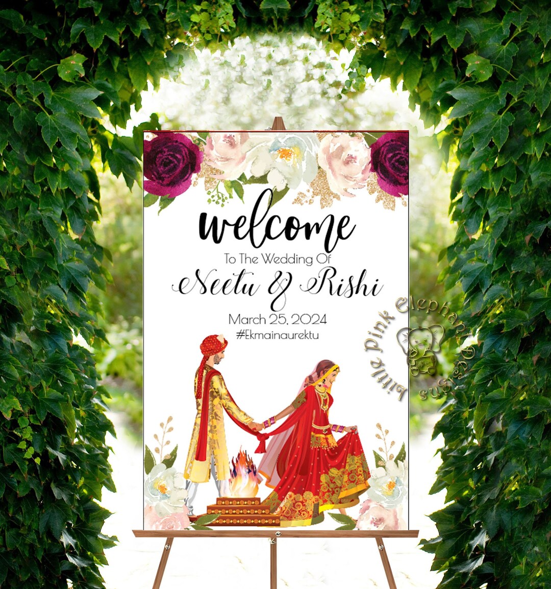 Indian Wedding Sign in Hindu Wedding Signs, Indian Wedding Welcome ...