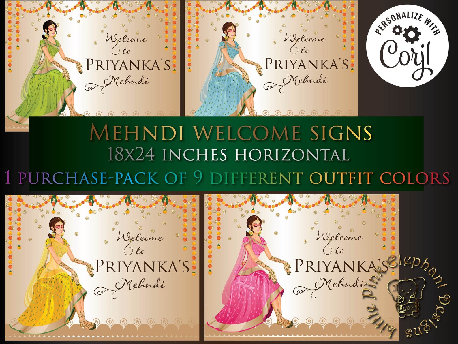 Mehndi Sign Templates as Mendhi Welcome Signs, Mehendi Signages ...