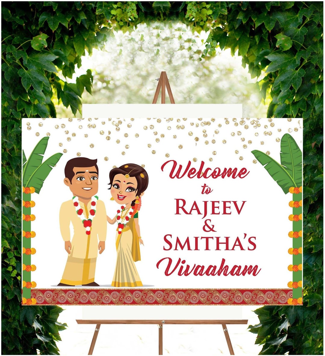 South Indian Wedding Welcome Sign as Keralite Wedding Signages ...