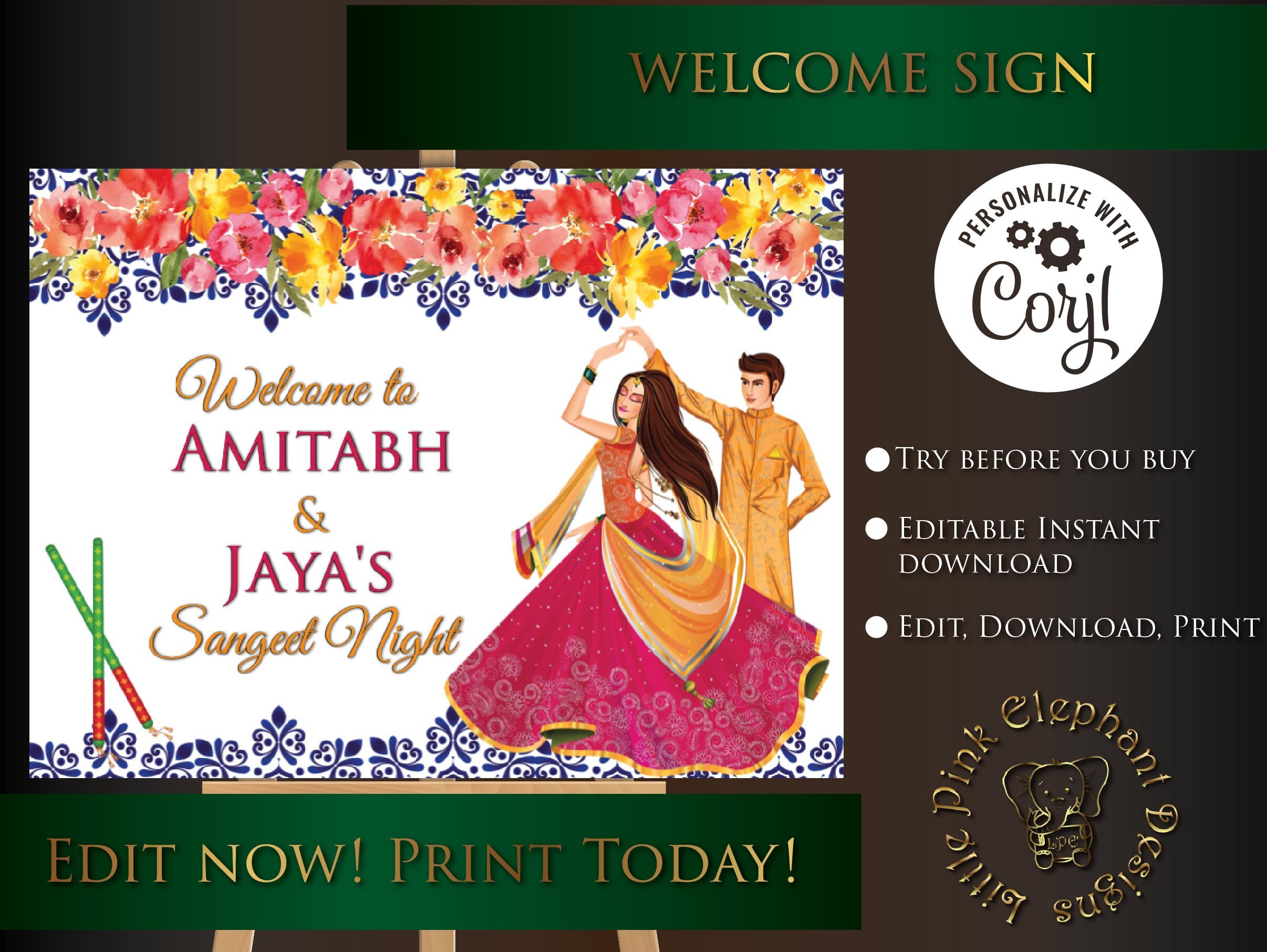 Garba Sign as Sangeet Welcome Signs, Garba Welcome Signs & Garba ...