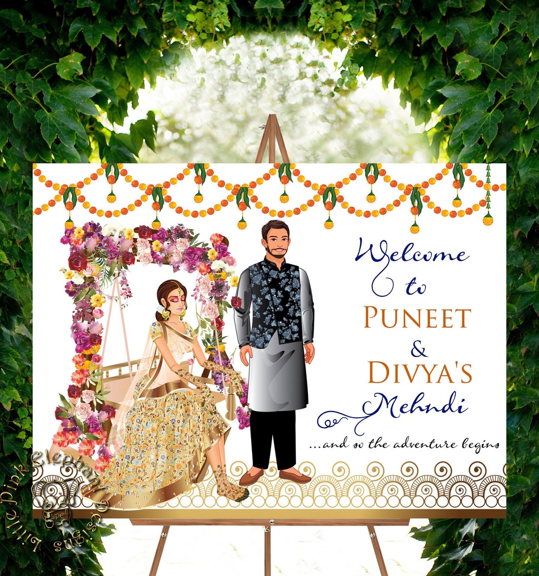 Mehndi Night Welcome Board | Digital Download | Henna Party Sign ...
