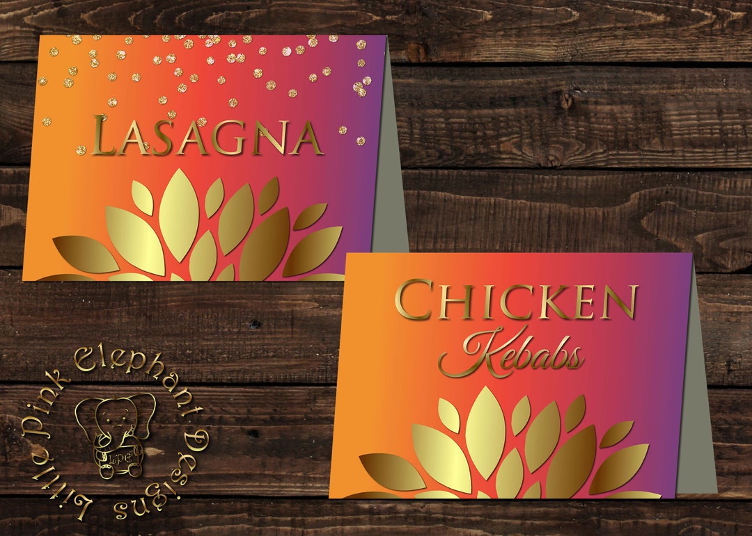 Indian Food Tent Card as Hindu Wedding Food Labels, Indian Reception ...