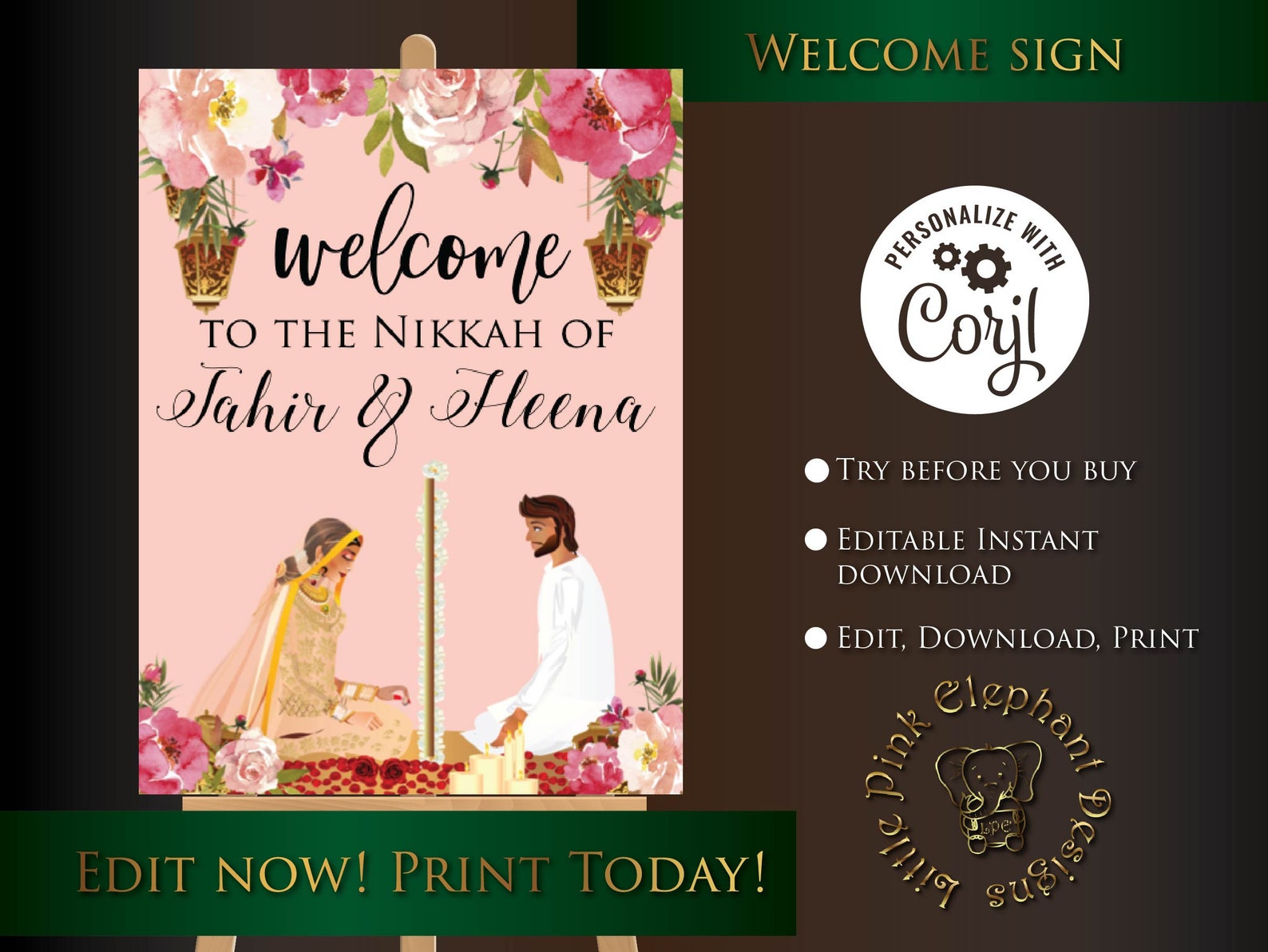 Nikah Sign as Nikah Welcome Signs Muslim Wedding Welcome Sign - Etsy