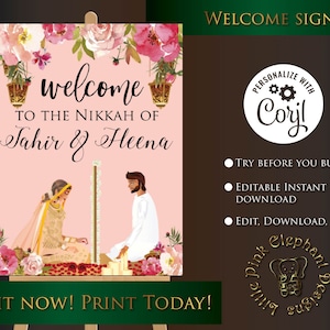 Nikah Sign as Nikah Welcome Signs, Muslim Wedding Welcome Sign & Nikaah ...