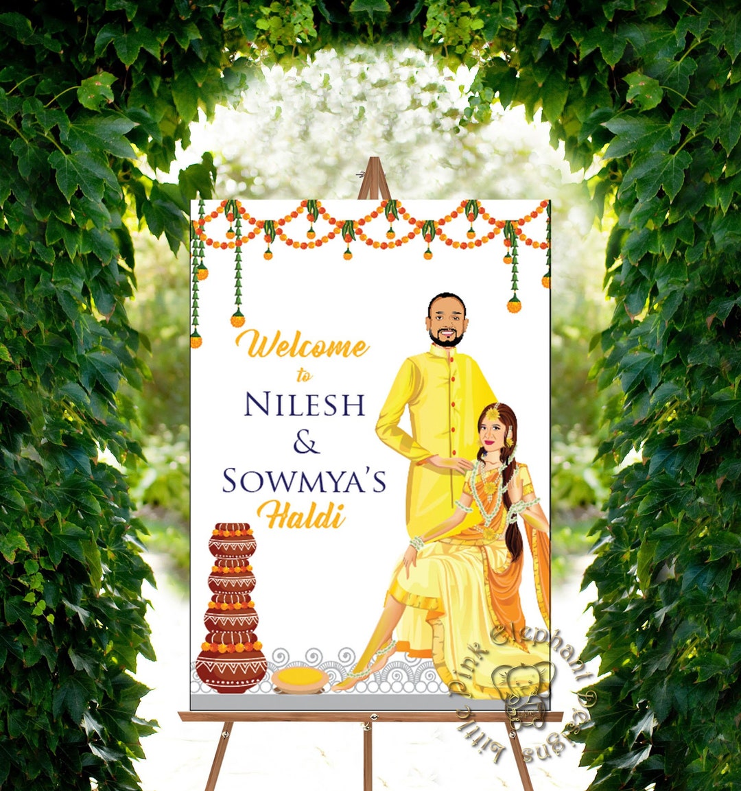 Haldi Sign as Pithi Welcome Sign Haldi Ceremony Sign in Haldi - Etsy