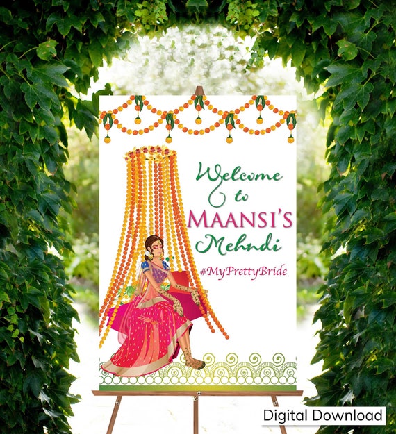 Mehndi Sign as Mehendi Welcome Sign Mendhi Welcome Sign & - Etsy