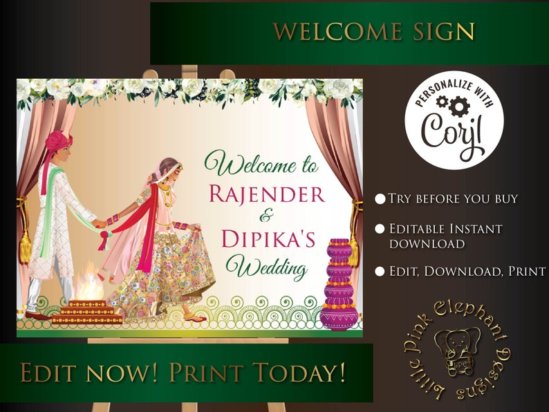 Indian Wedding Sign in Hindu Wedding Signs Indian Wedding - Etsy