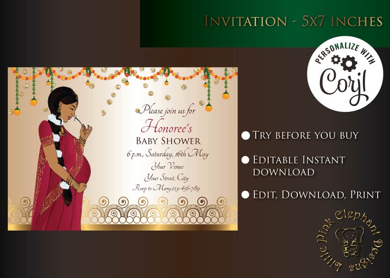 Valaikappu Invitation as Seemantham Invitation Sreemantham - Etsy Canada