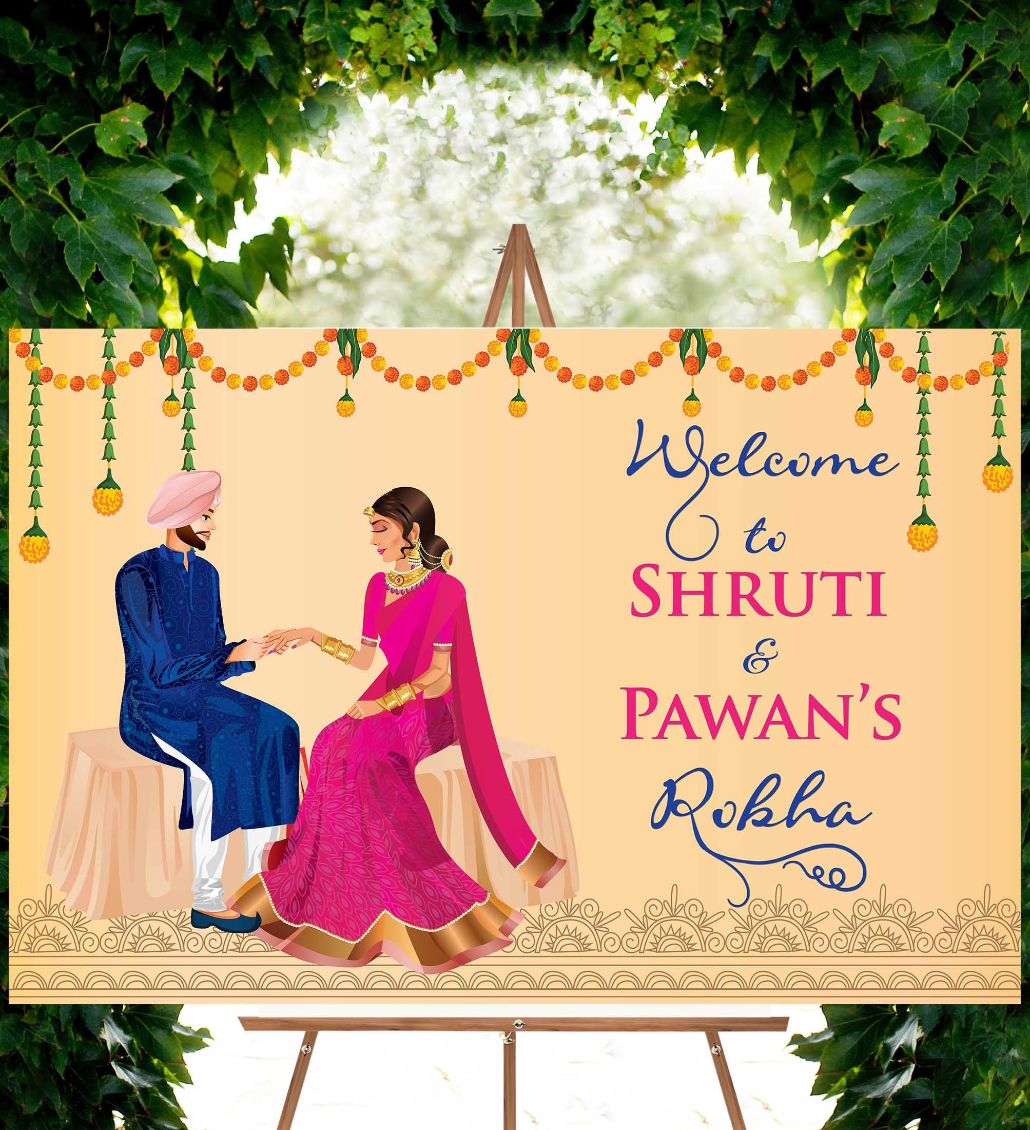 Rokha welcome sign indian welcome sign Hindu wedding sign | Etsy