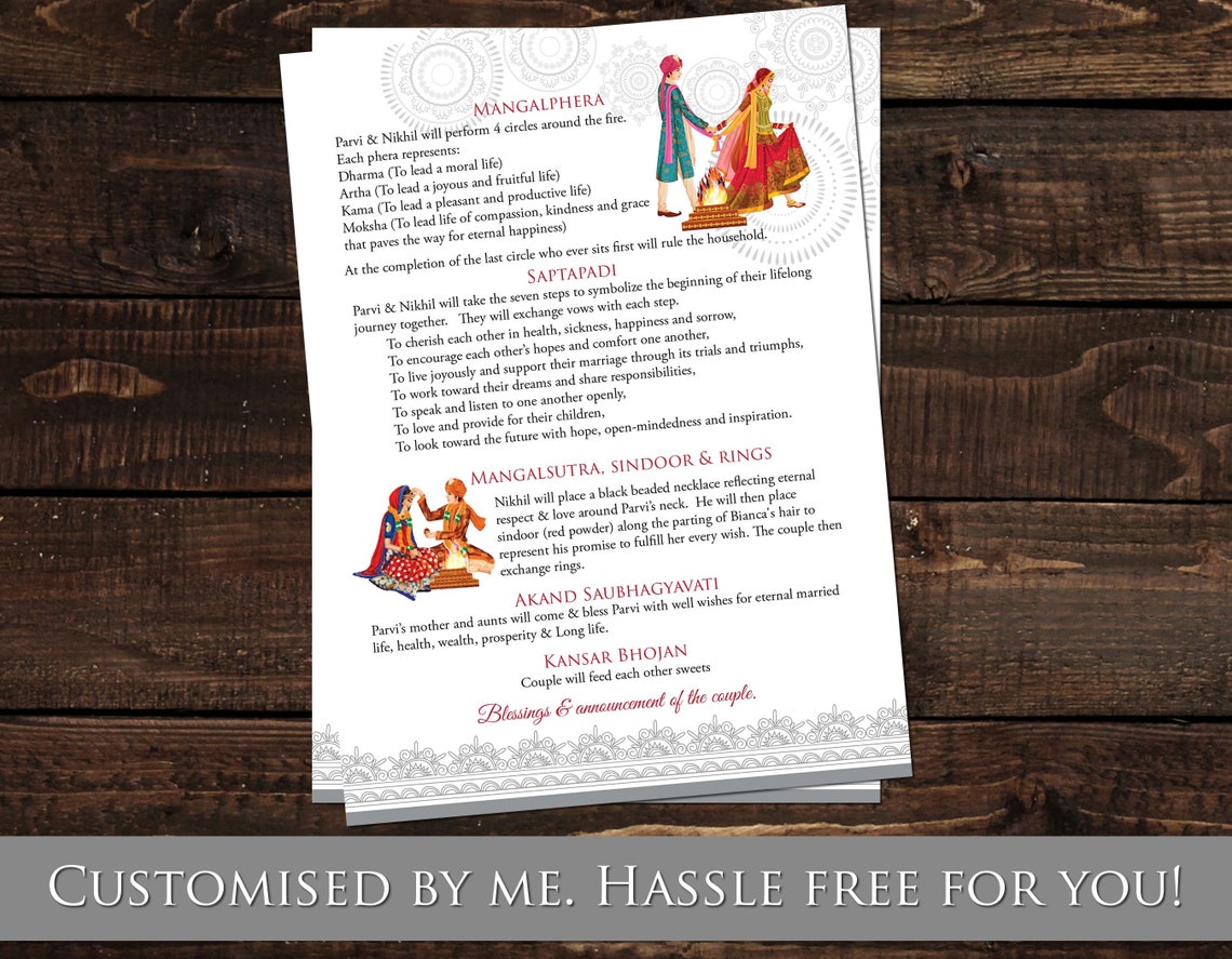 Hindu Wedding Program Template & Indian Wedding Program Hindu - Etsy