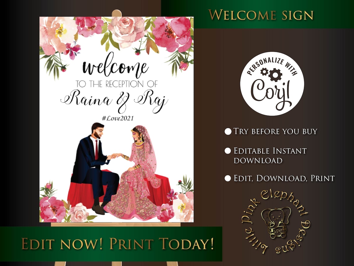 Indian Engagement Welcome Signs in Hindu Wedding Signs Roka - Etsy