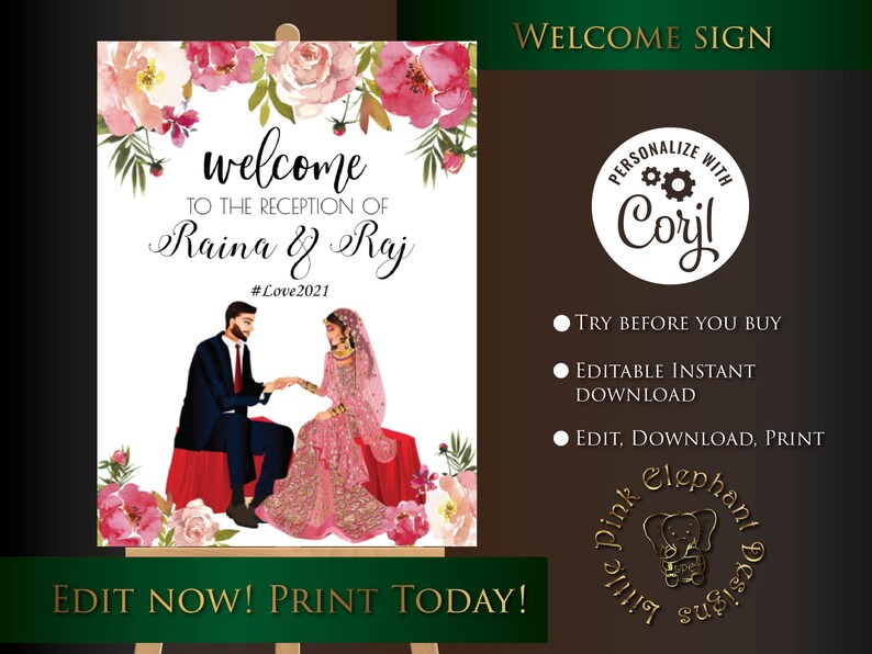 Indian Engagement Welcome Signs in Hindu Wedding Signs Roka - Etsy