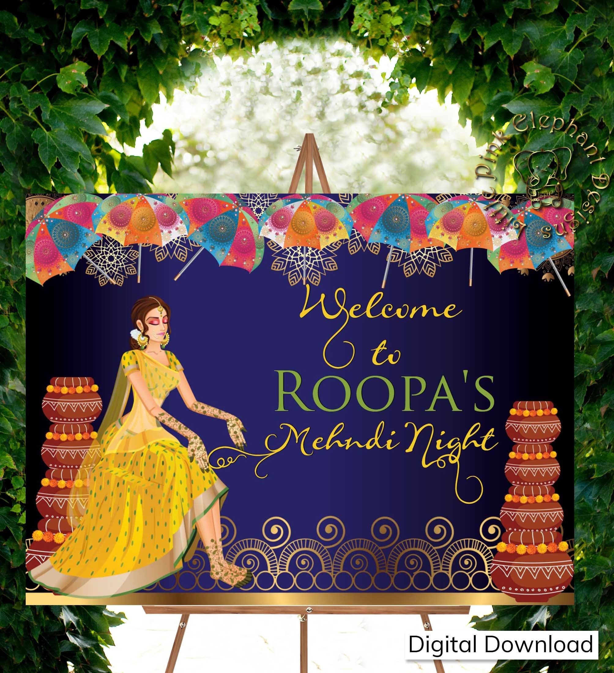 Paper & Party Supplies Mehndi sign Mehendi welcome sign Rasm e heena ...