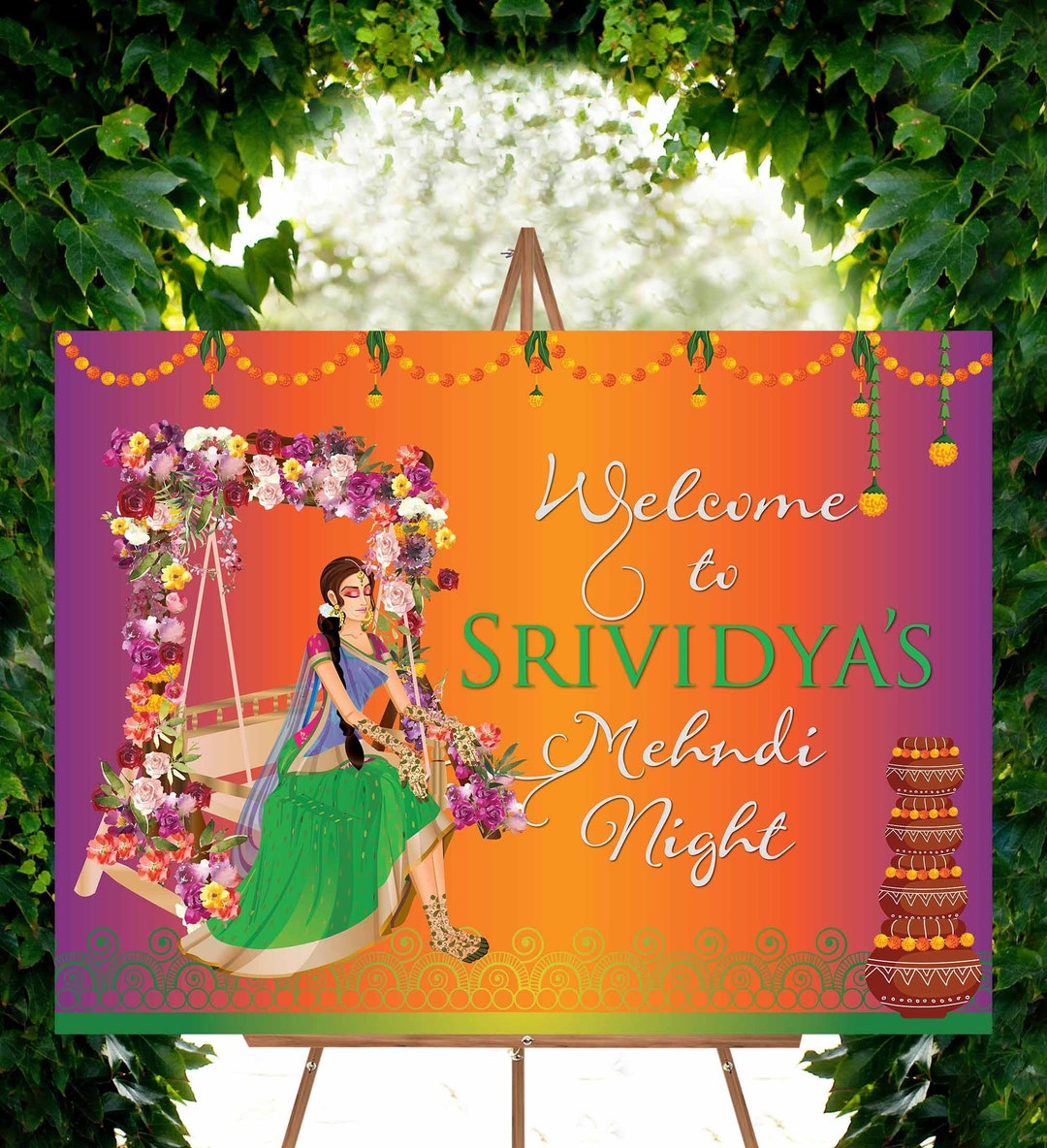 Mendhi Posters as Mehendi Welcome Signs, Maiyaan Signs as Mehndi Entry ...