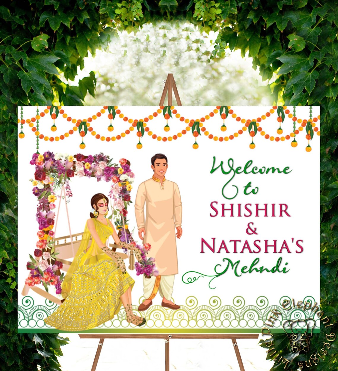 Mehndi Sign in Mehendi Welcome Signs Mendhi Welcome Signages - Etsy