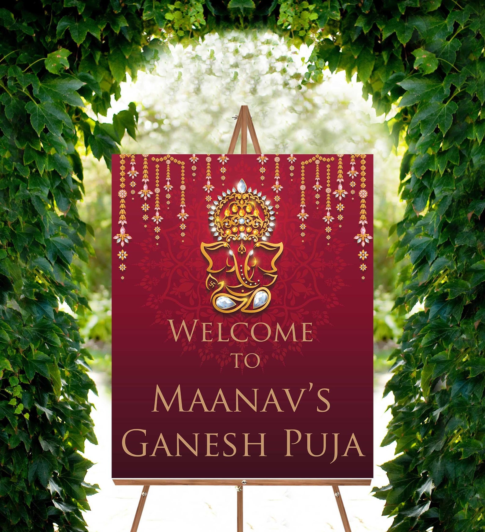 Ganesh Puja Sign as Ganpati Pooja Signages, Ganapathy Pooja Welcome ...