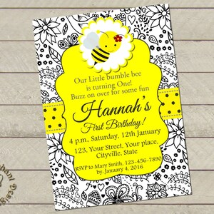 Bumble Bee Birthday Invitation Template as Bumblebee Birthday Invites ...