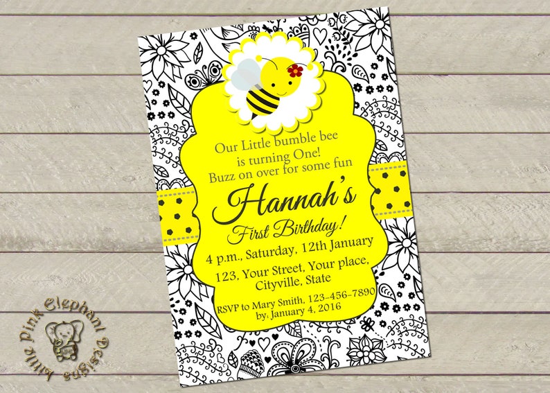 Bumble Bee Birthday Invitation Template as Bumblebee Birthday Invites ...