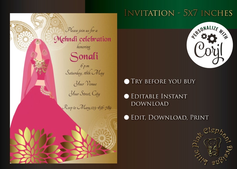 Mehndi Invites as Mendhi Invitations Mehendi Ceremony - Etsy