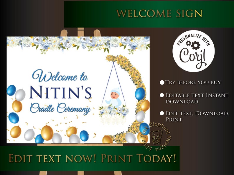 Cradle Ceremony Welcome Sign as Cradle Ceremony Banner, Indian Baby ...