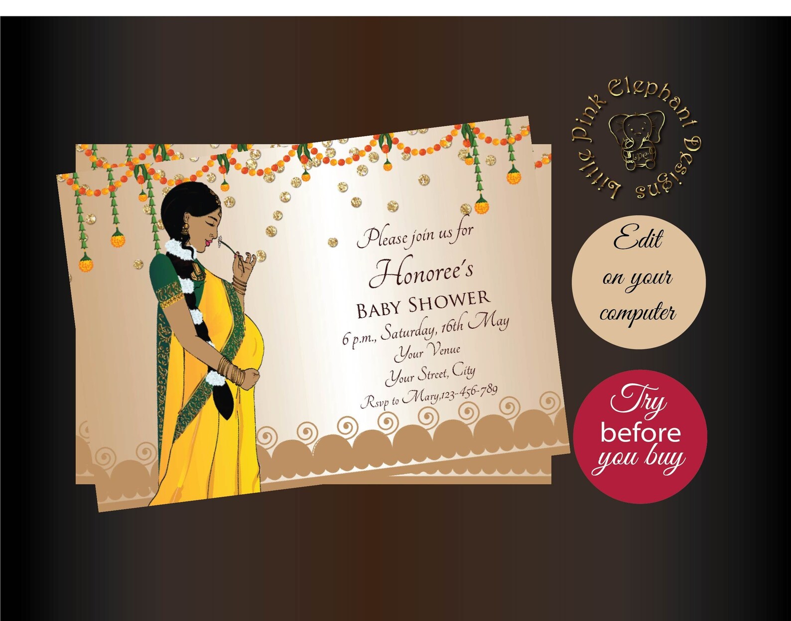 Valaikappu Invitation as Seemantham Invitation, Sreemantham Invitation ...