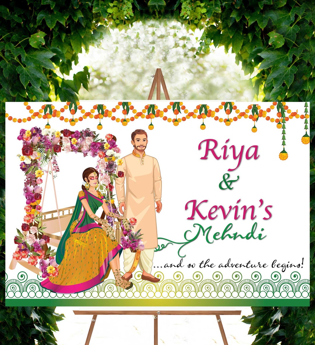Couple Mehndi Signages in Desi Wedding Signs, Mehendi Welcome Signs ...