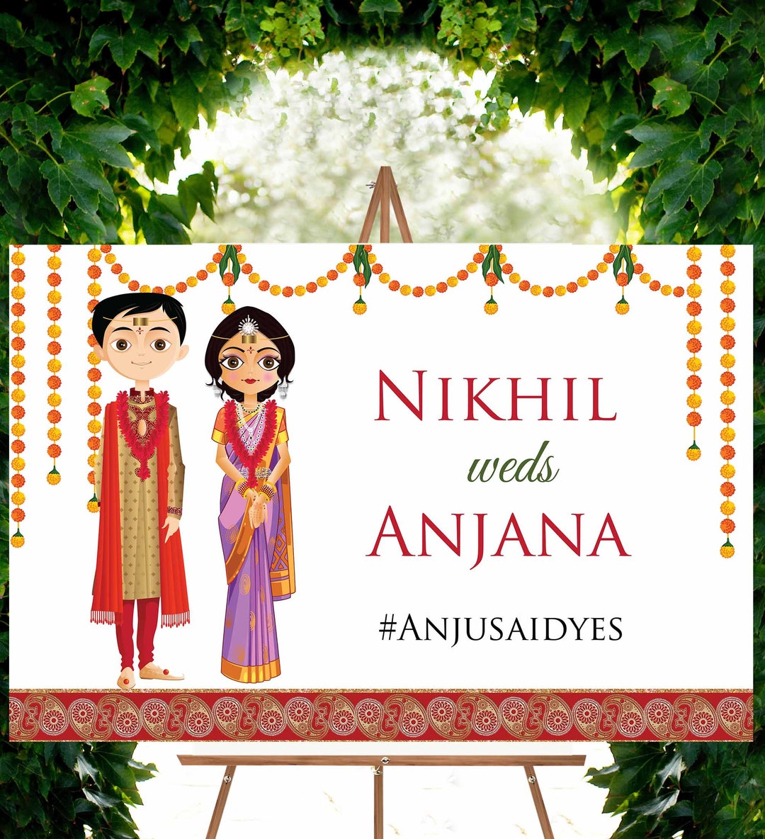 Telugu Wedding Welcome Sign as Telugu Wedding Signages, South Indian ...
