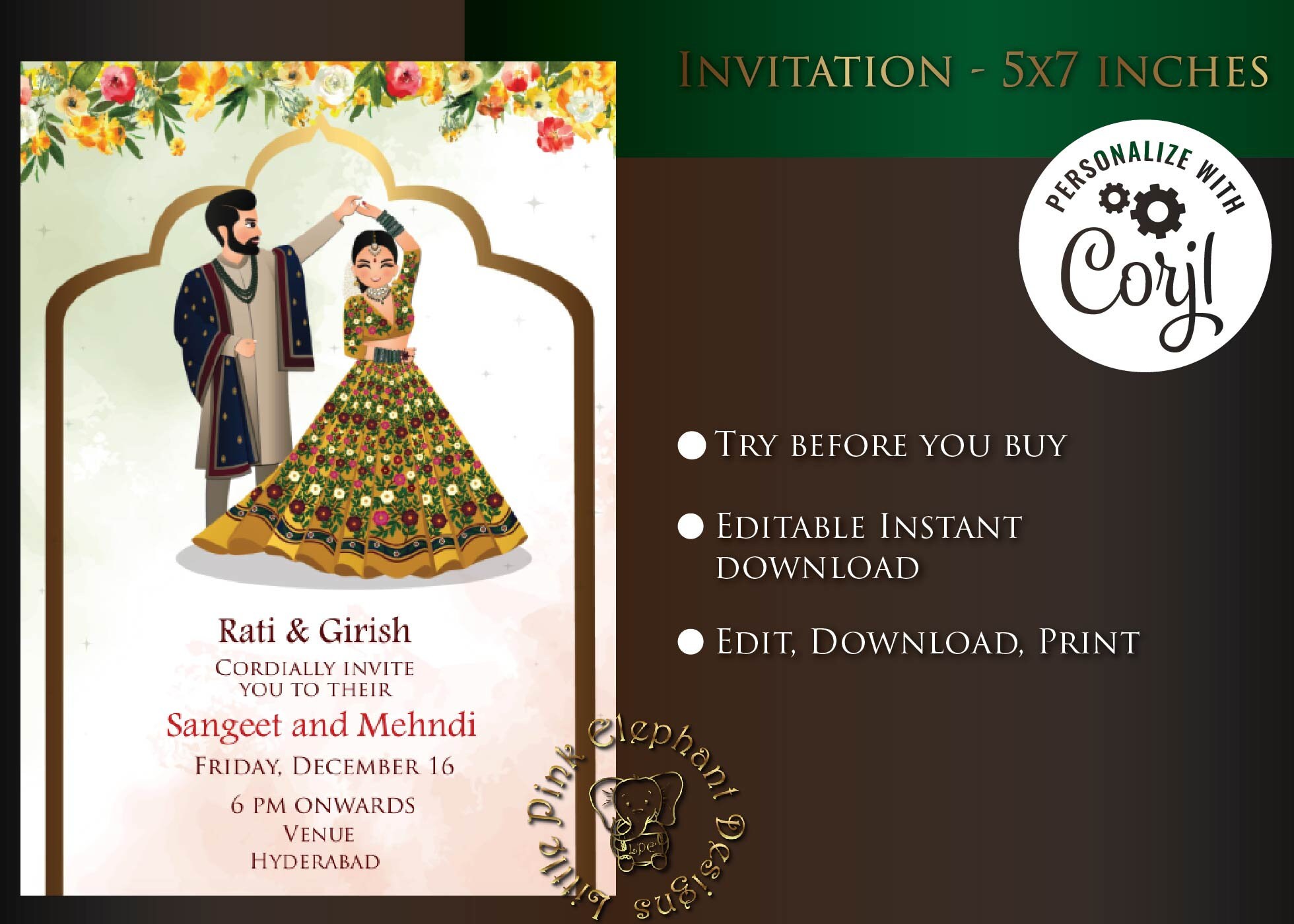 Sangeet Invitation Editable Template, Instant Download Jaggo ...