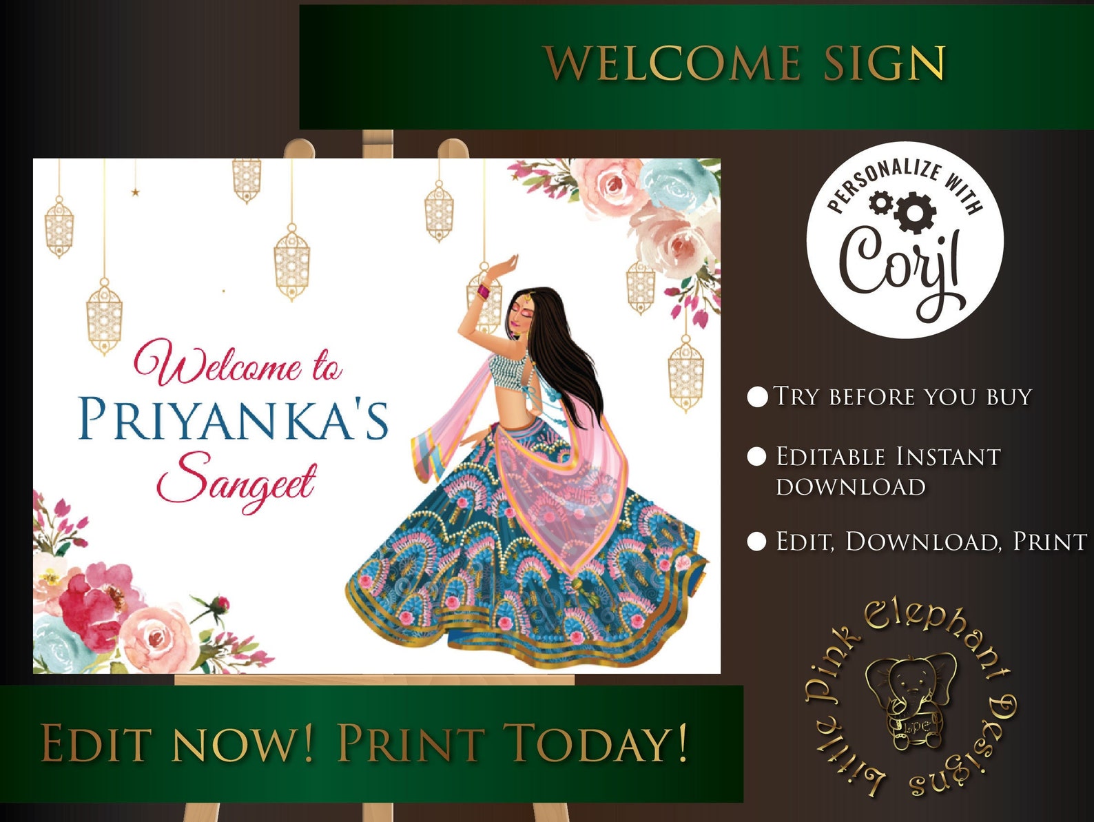 Sangeet Sign as Indian Wedding Sign, Sangeet Welcome Sign, Jago Party ...