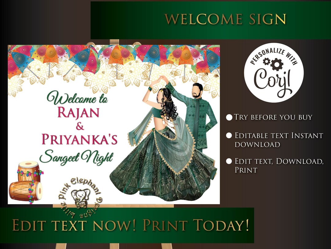Sangeet Welcome Signs as Jaggo Entrance Signs, Welcome to Sangeet Signs ...
