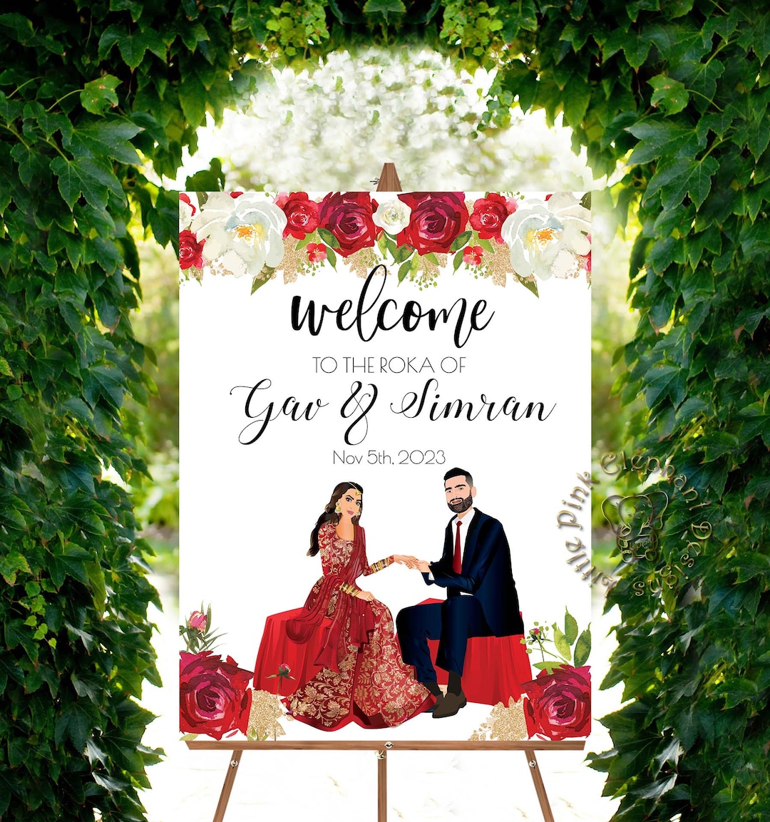 Indian Engagement Welcome Signs in Hindu Wedding Signs, Roka Welcome ...