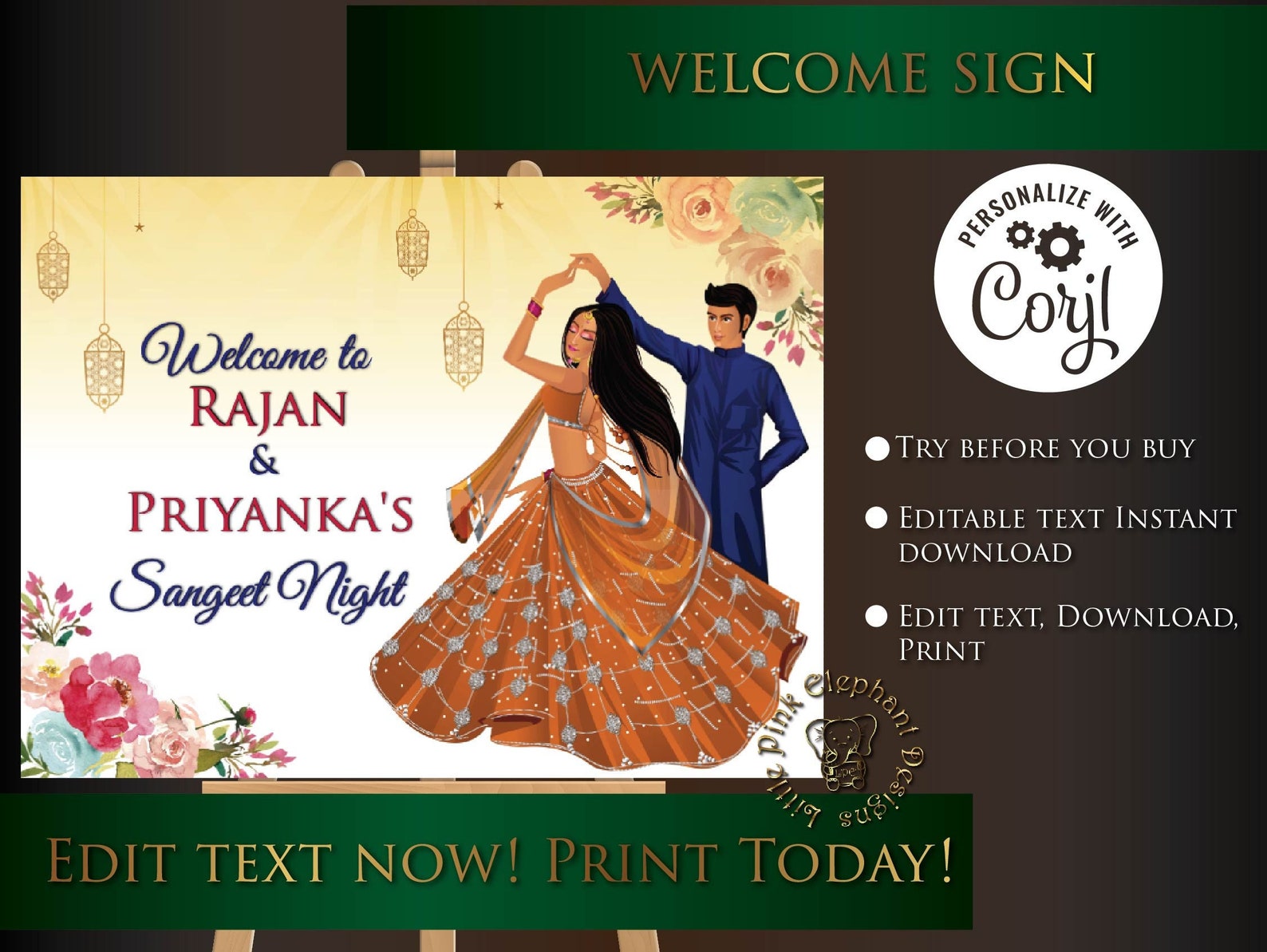 Sangeet Welcome Sign as Jaggo Sign, Sangeet Sign & Indian Wedding Sign ...