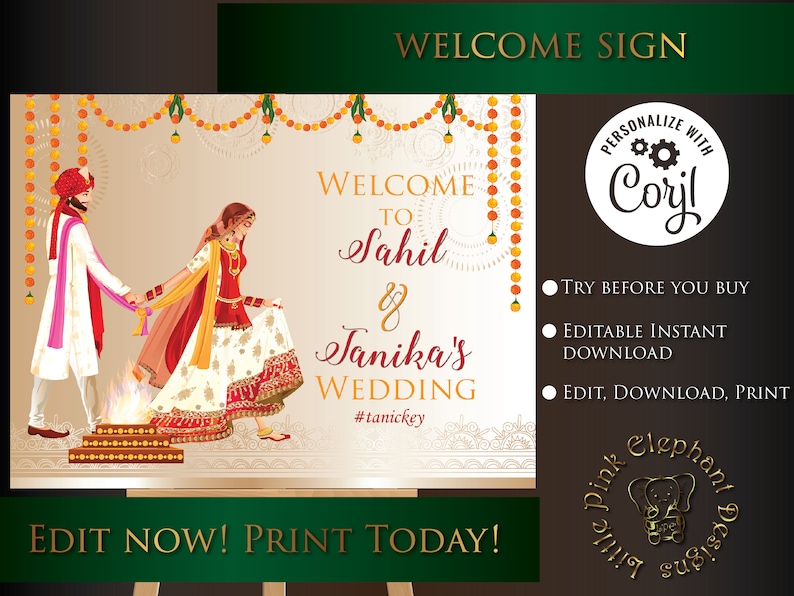 Buy Indian Wedding Sign in Hindu Wedding Signs Indian Wedding Online in ...