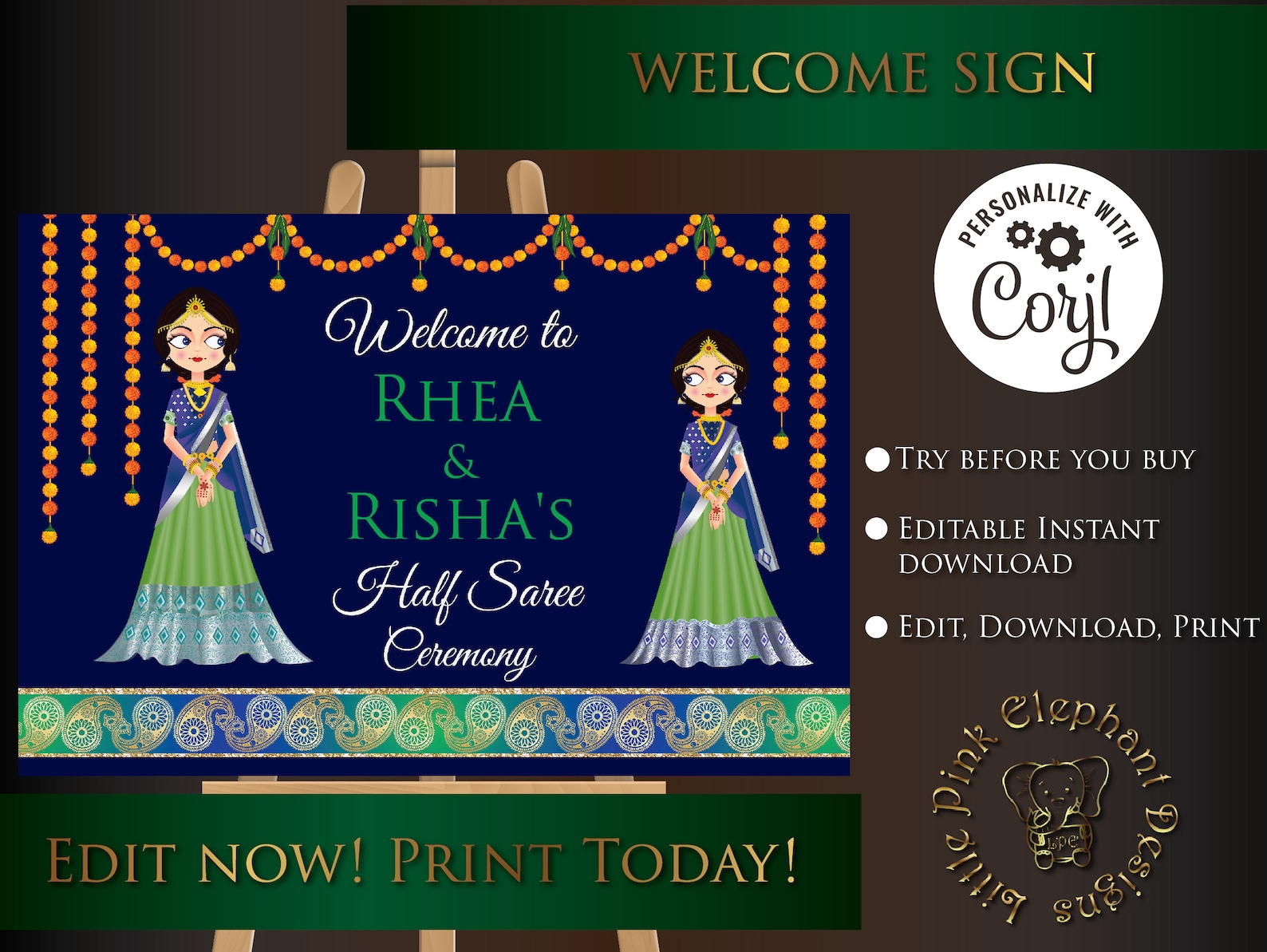 Half Saree Welcome Board as Half Saree Ceremony Welcome Signs, Half ...