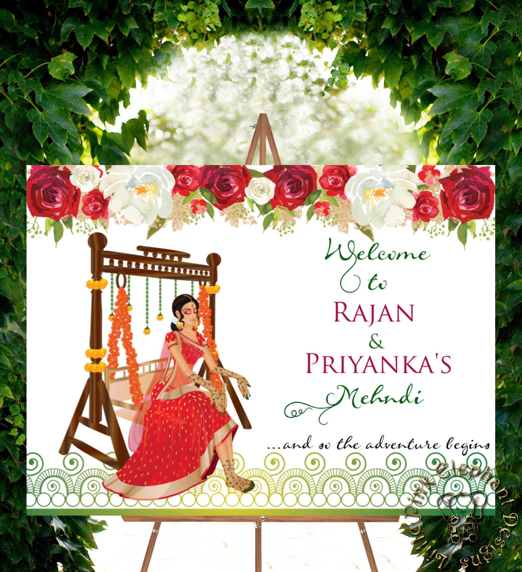Paper & Party Supplies Mehndi sign Mehendi welcome sign Rasm e heena ...