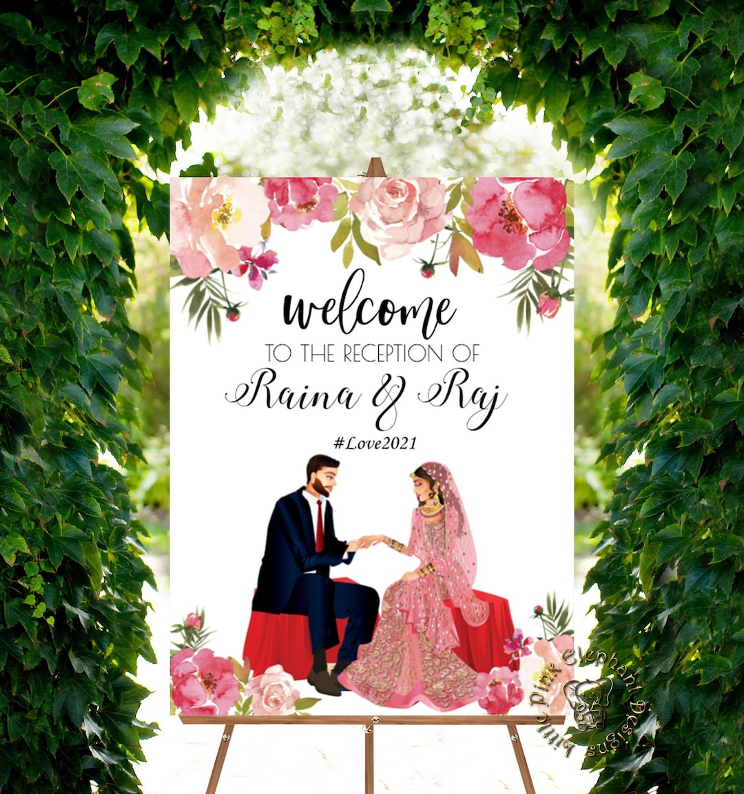 Indian Engagement Welcome Signs in Hindu Wedding Signs, Roka Welcome ...