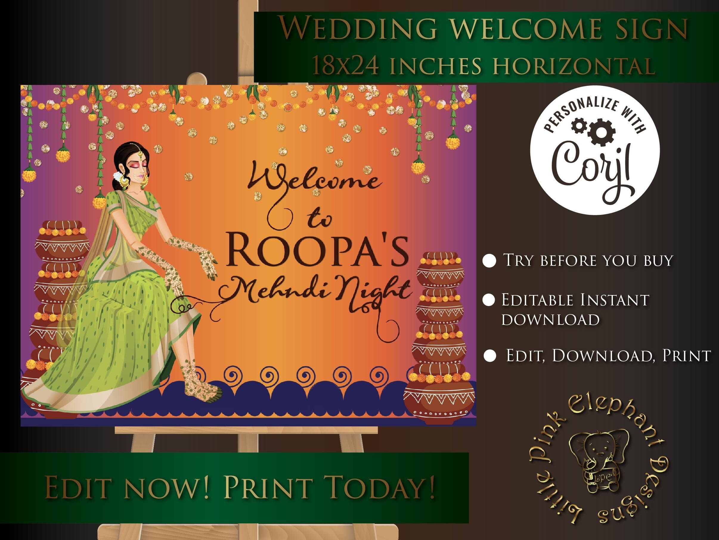 Mehndi Sign Mehendi Welcome Sign Maiyan And Choora Sign Mehndi Etsy