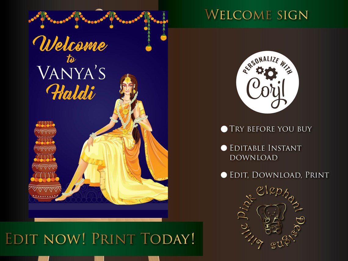 Haldi Sign Haldi Welcome Sign Digital Sign Mehindi Sign Gaye Holud Sign ...
