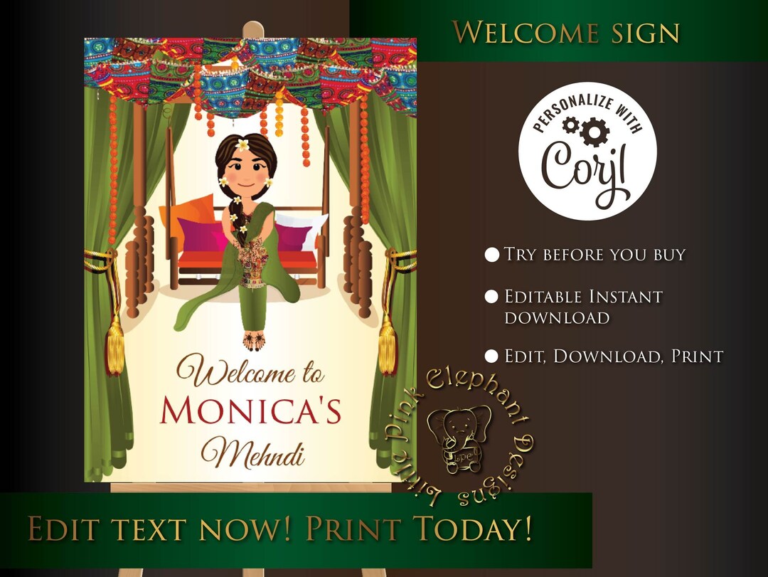 Mehndi Sign as Indian Wedding Sign, Mehendi Signs & Mendhi Welcome ...