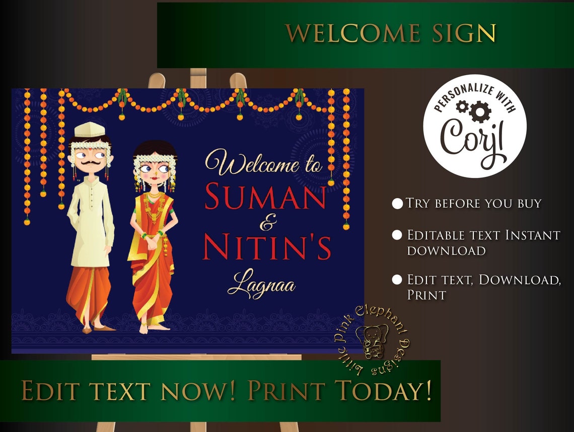 Marathi Welcome Sign as Marathi Wedding Welcome Sign, Hindu Wedding ...