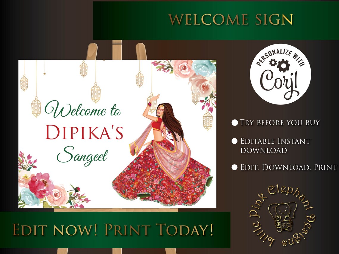 Sangeet Sign as Jaggo Welcome Sign Sangeet Welcome Sign as - Etsy
