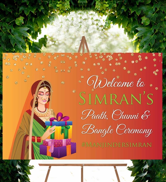 Chunni Ceremony Sign Bangle Ceremony Welcome Sign Maiyan Sign - Etsy India