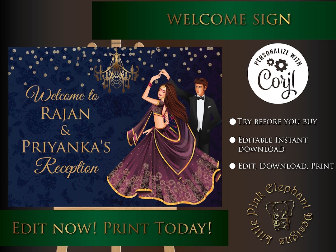 Indian Reception Signs as Welcome Sign Indian, Hindu Wedding Welcome ...