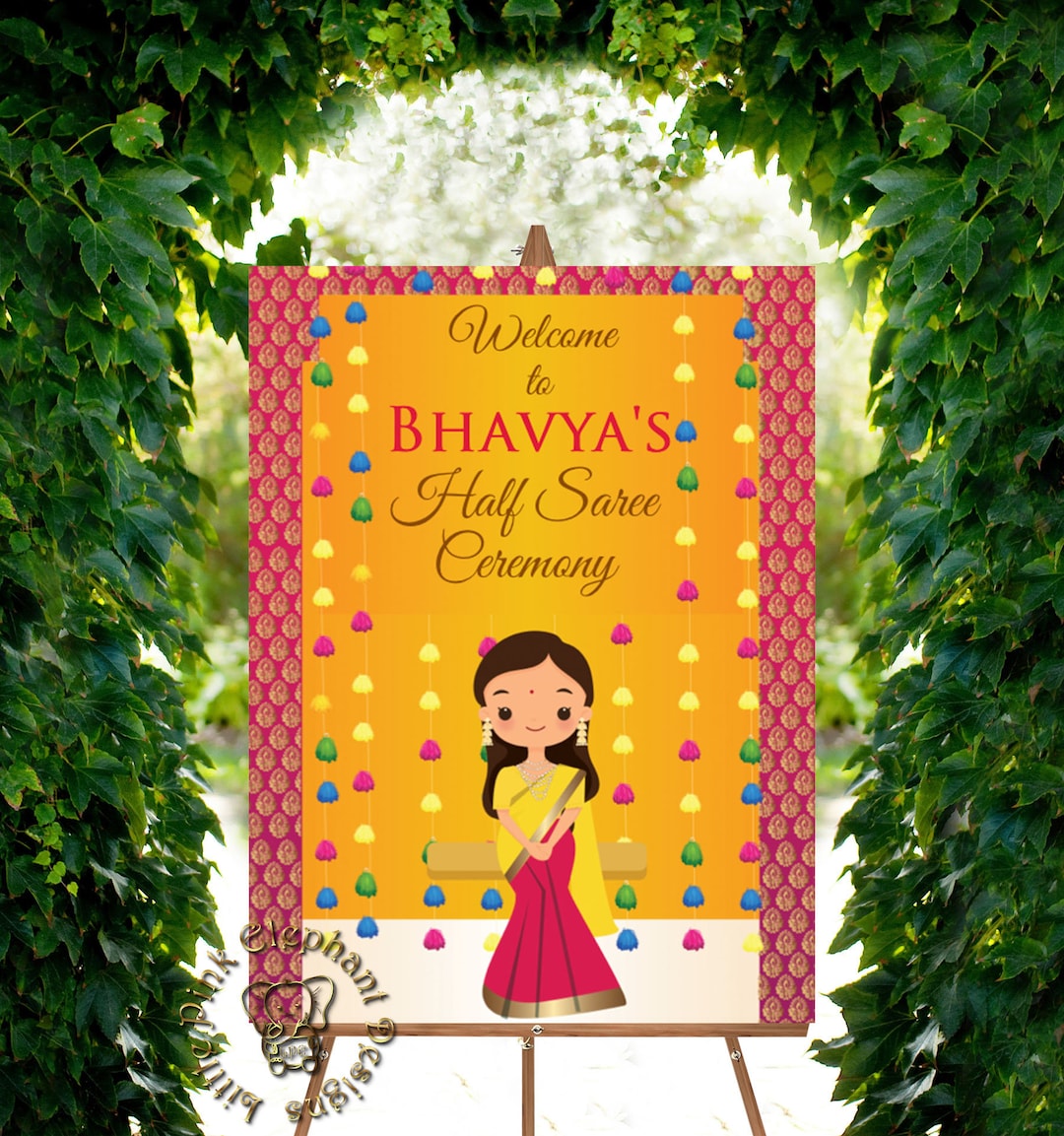 Buy Half Saree Signs in South Indian Decoration, Half Saree Welcome ...