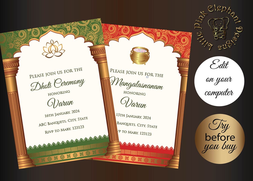 Dhoti Ceremony Invitations as Dothi Ceremony Invites, Dhoti Function ...