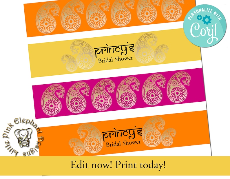 Indian Bottle Wraps as Bollywood Bottle Labels Mendhi Party - Etsy