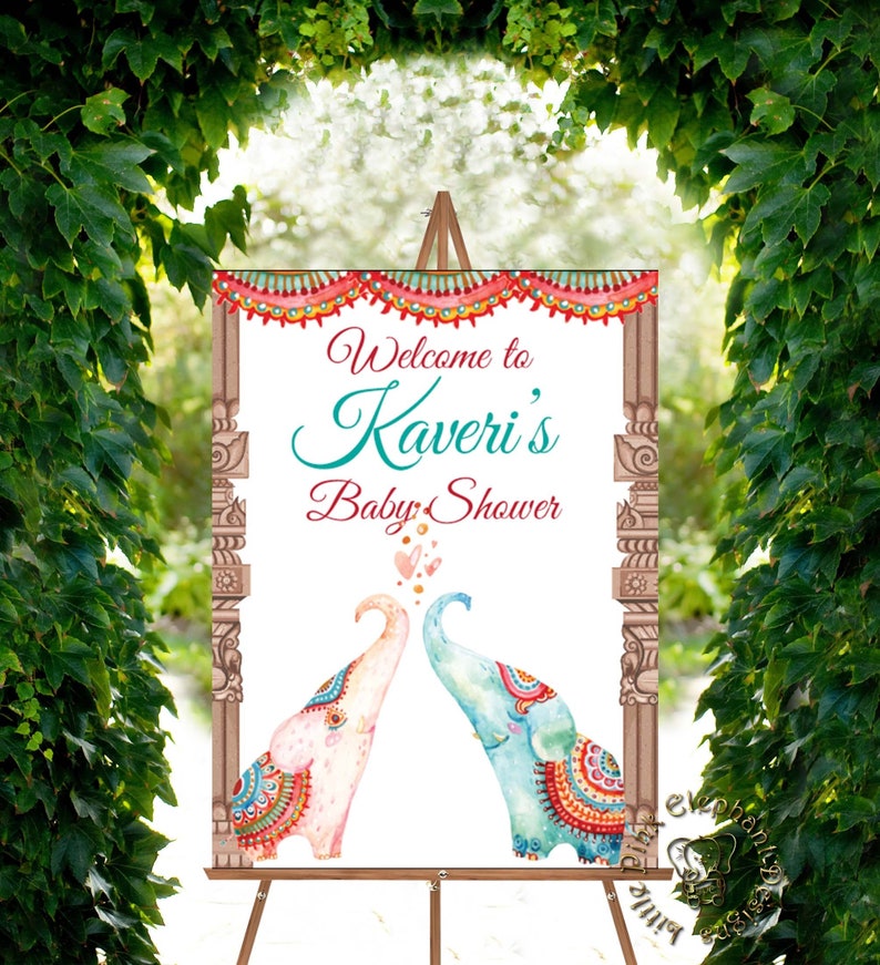 Elephant Welcome Sign Baby Shower as Godh Bharai Sign - Etsy