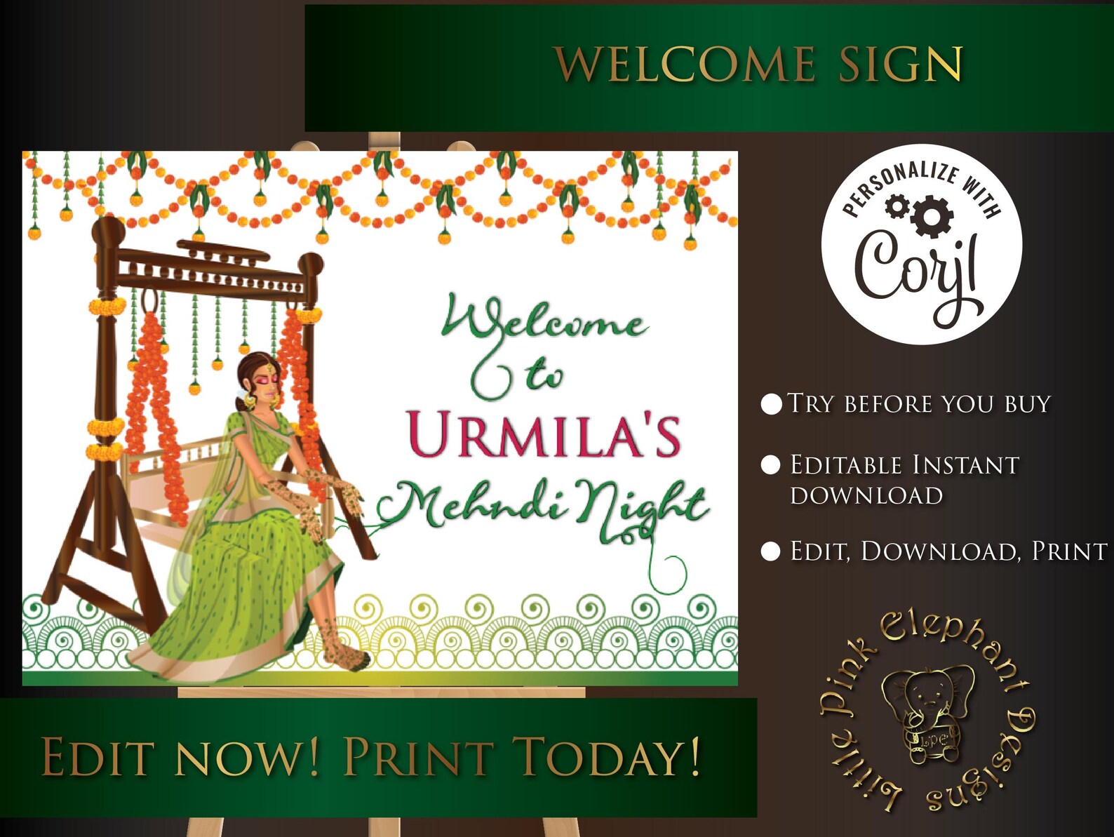 Mehndi Sign Mehendi Welcome Sign Maiyan And Choora Sign Mehndi Etsy India