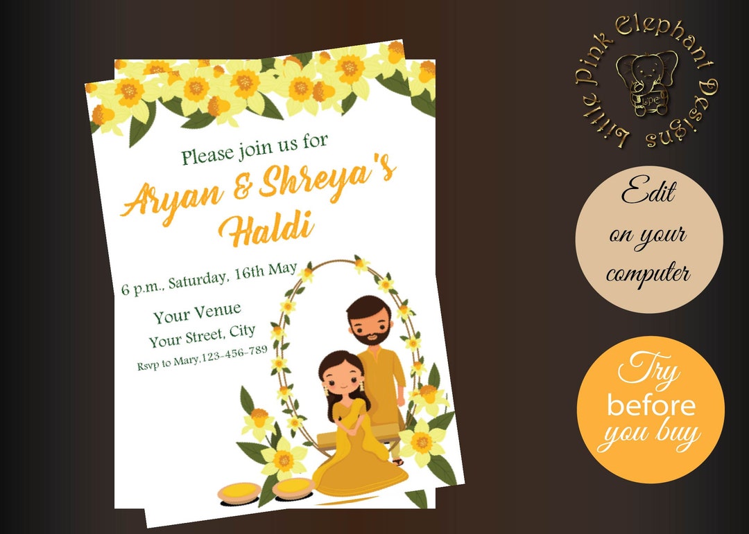 Haldi Invitations in Indian Wedding Invitations, Mayoun Invites & Gaye ...