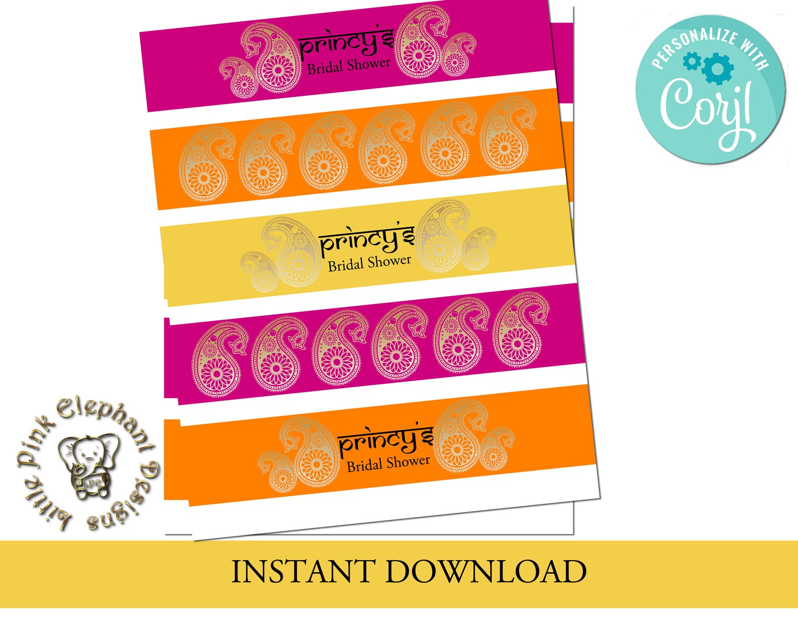 Indian Bottle Wraps as Bollywood Bottle Labels Mendhi Party - Etsy